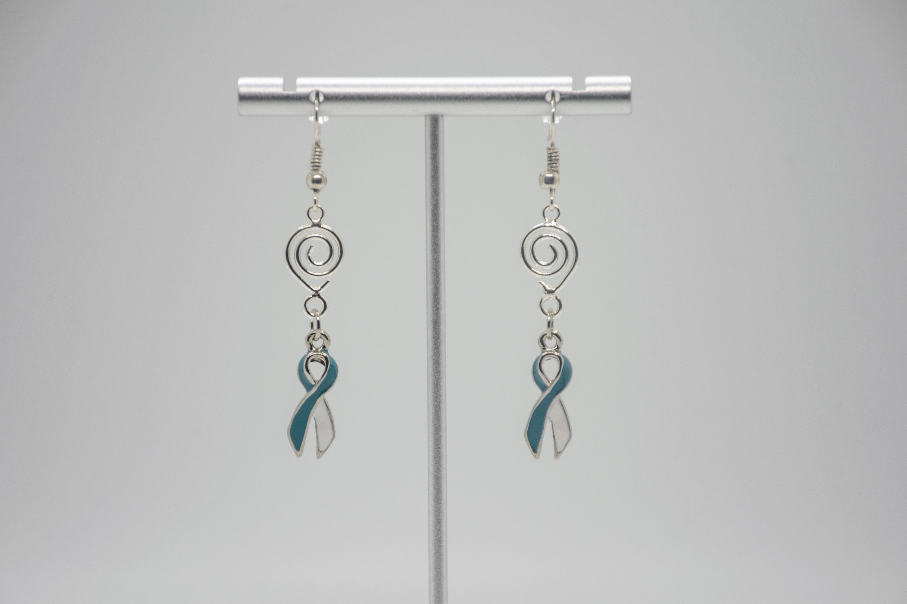 Cervical Cancer Awareness Ribbon Spiral Earrings | Etsy