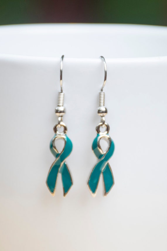 Ovarian Cancer Awareness Ribbon Earrings | Etsy