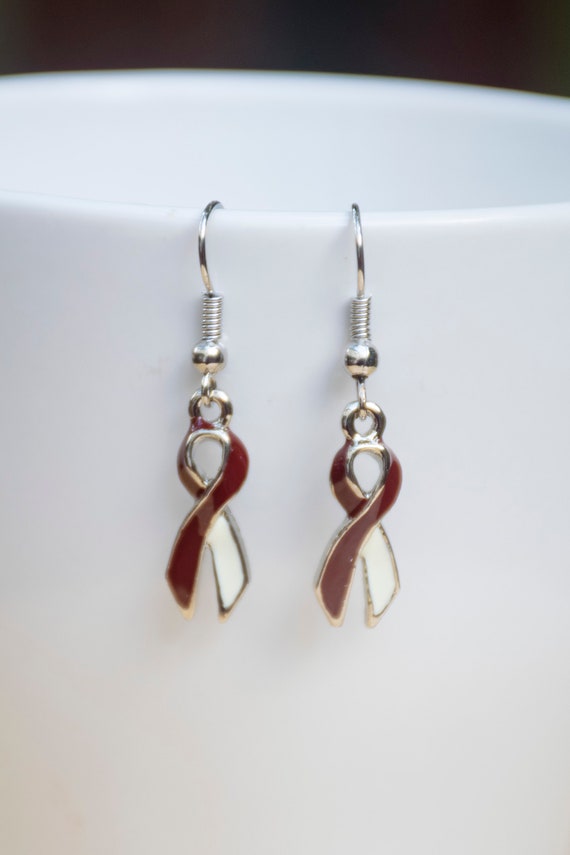 Head and Neck Cancer Awareness Ribbon Earrings | Etsy