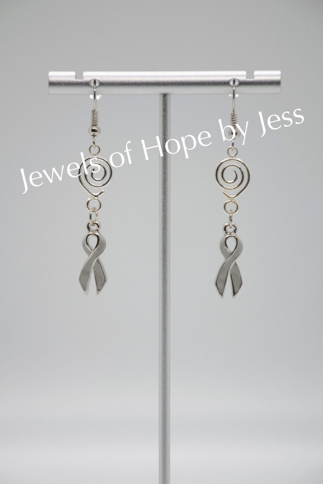 Brain Cancer Awareness Ribbon Spiral Earrings - Etsy