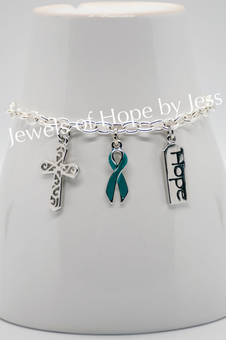 Ovarian Cancer Awareness Ribbon Charm Bracelet - Etsy