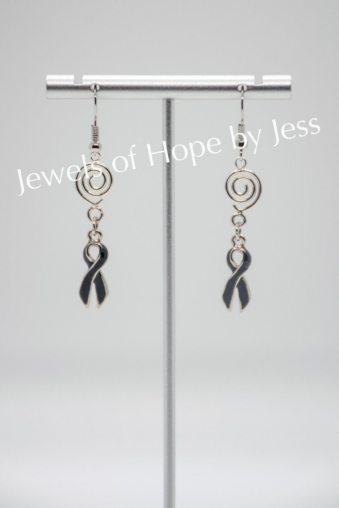Melanoma/skin Cancer Awareness Ribbon Spiral Earrings - Etsy