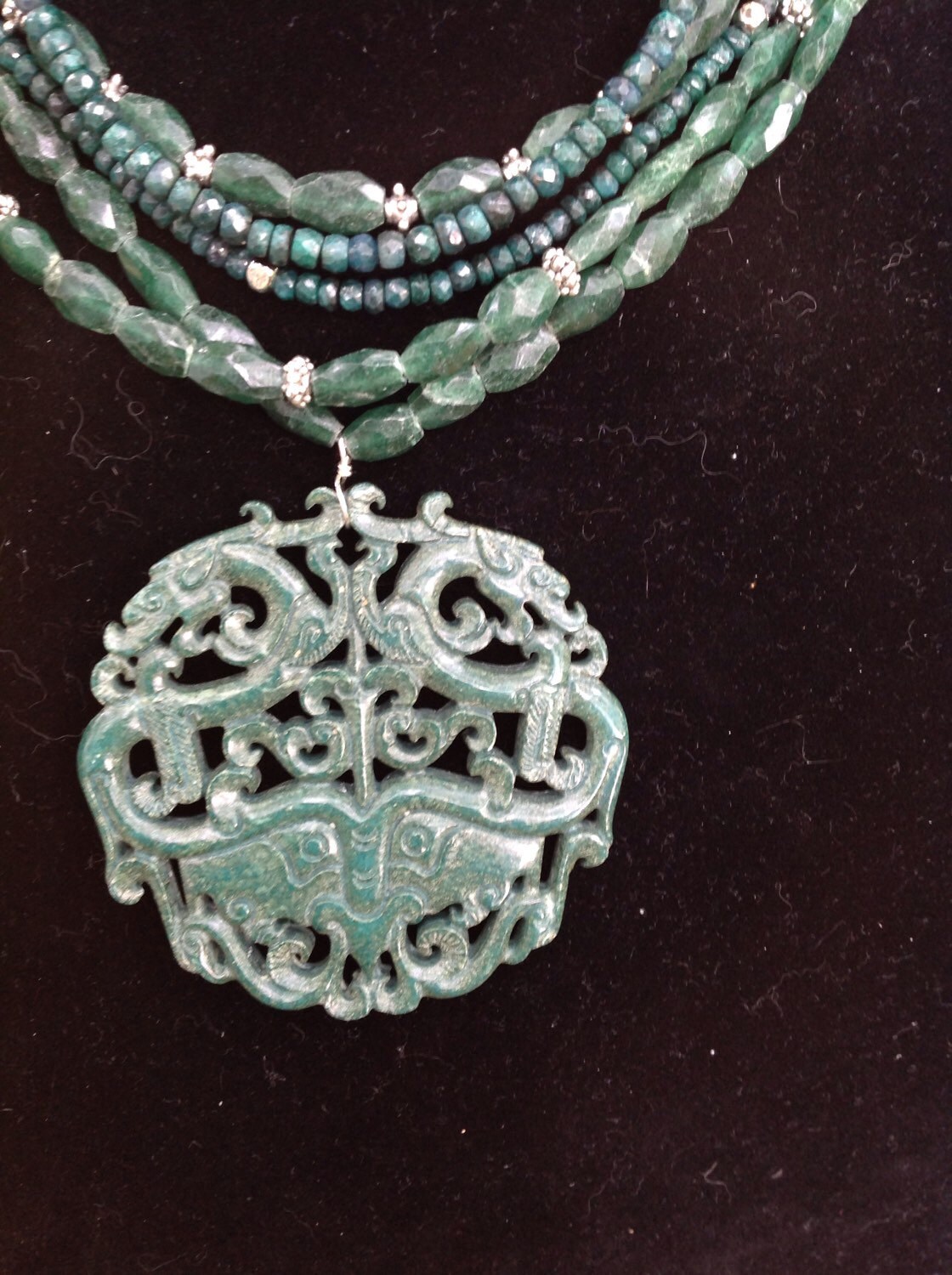 Green Aventuer Beads, Silver Accents, Carved Jade Disc Double Dragon - Etsy