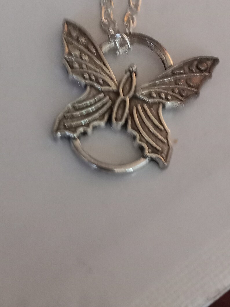 Blue Heart Angel Wings and Silertone Flowers Necklaces - Etsy