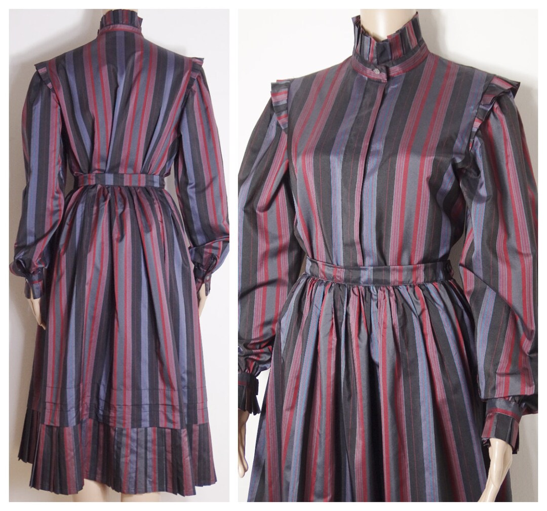 70s Ladies Two Piece Balloon Sleeve Blouse + Matching Full Skirt by ...