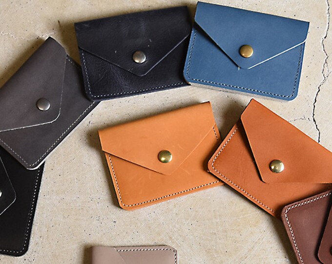Leather Envelope Card Holder // Leather Card Case // Leather - Etsy