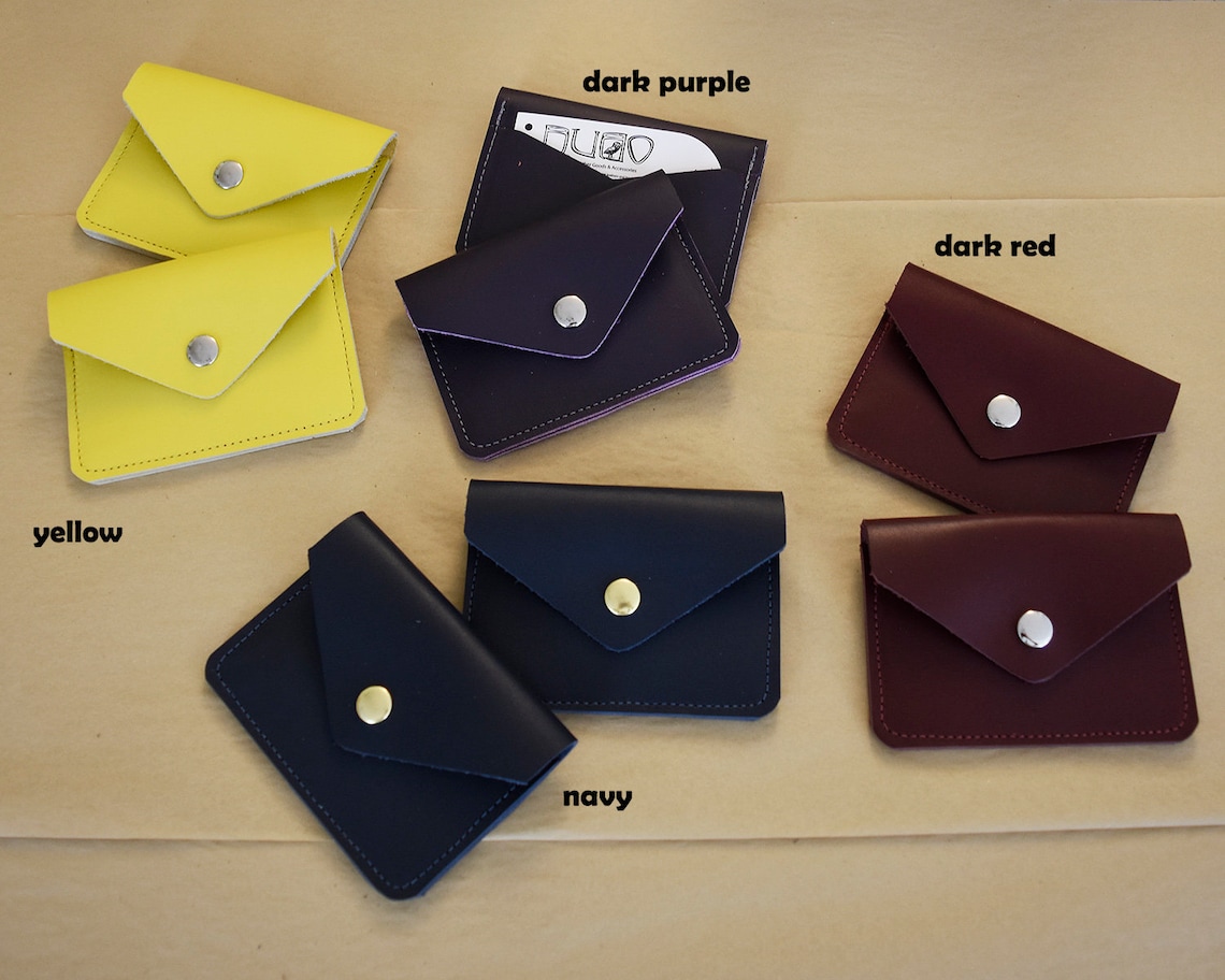 Leather Envelope Card Holder // Leather Card Case // Leather | Etsy