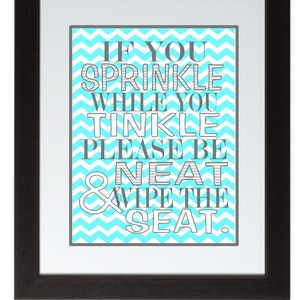 Turquoise Gray Chevron Bathroom Wall Art Print Set Poster 8x10 Digital ...