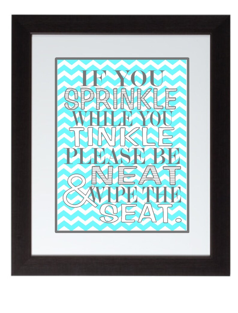 Turquoise Gray Chevron Bathroom Wall Art Print Set Poster 8x10 | Etsy