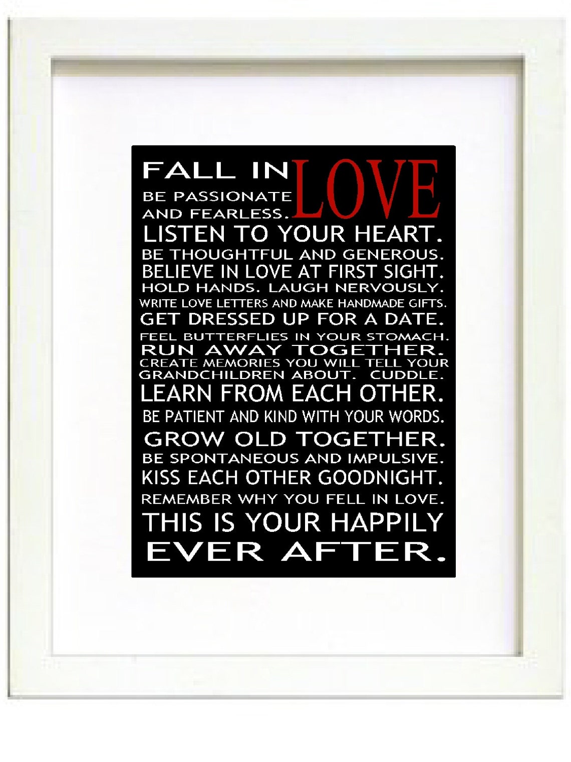 Fall in Love Inspirational Wall Poster 8x10 Digital Art | Etsy