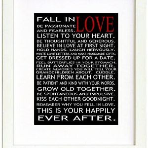 Fall in Love Inspirational Wall Poster 8x10 Digital Art Printable ...