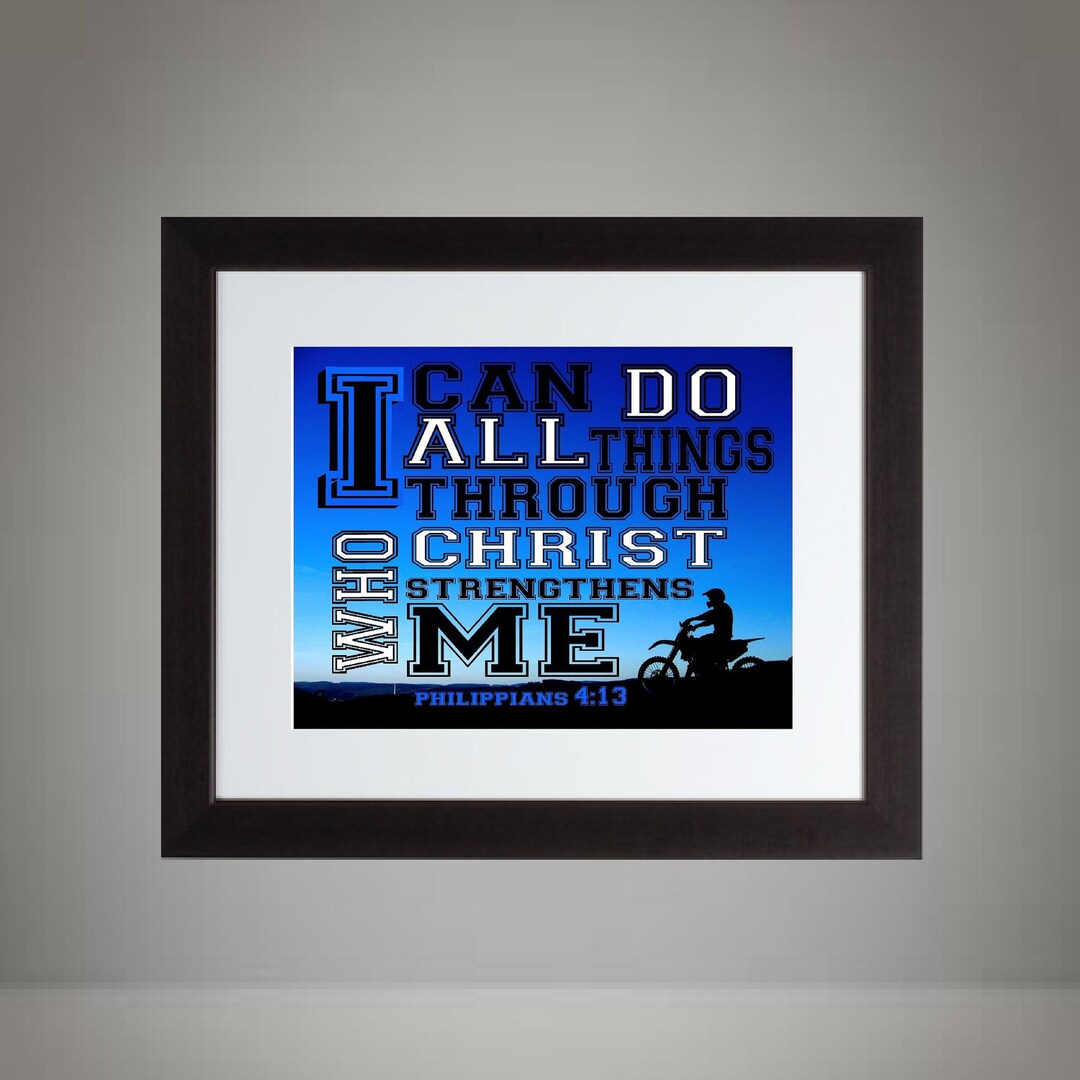 Motorcycle Dirt Bike Scripture Art Bible Verse Christian Inspirational ...