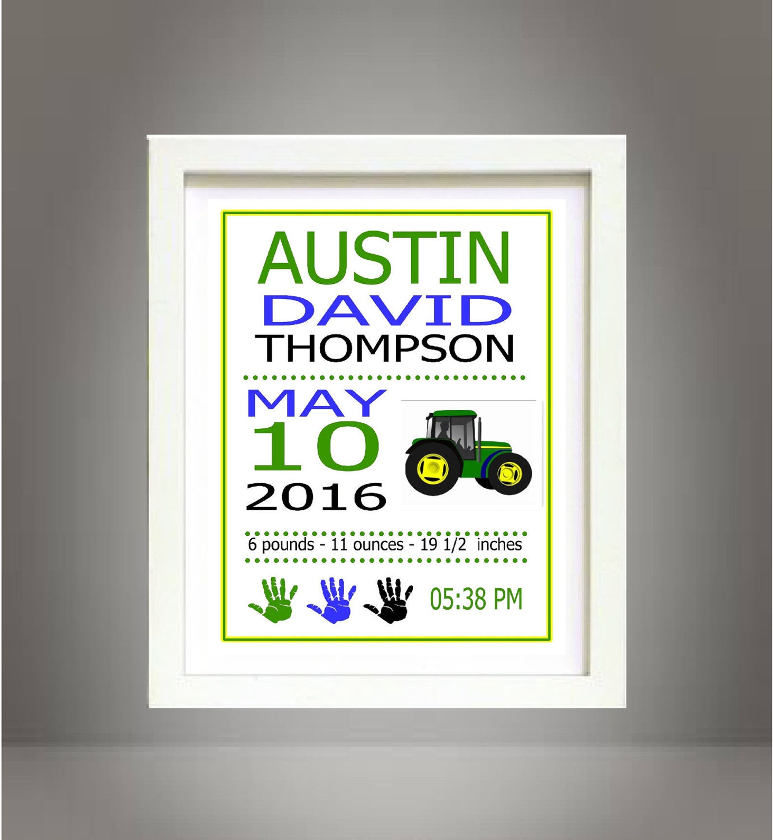Custom Personalized Baby Boy Handprint Tractor Nursery Wall - Etsy