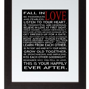 Fall in Love Inspirational Wall Poster 8x10 Digital Art Printable ...