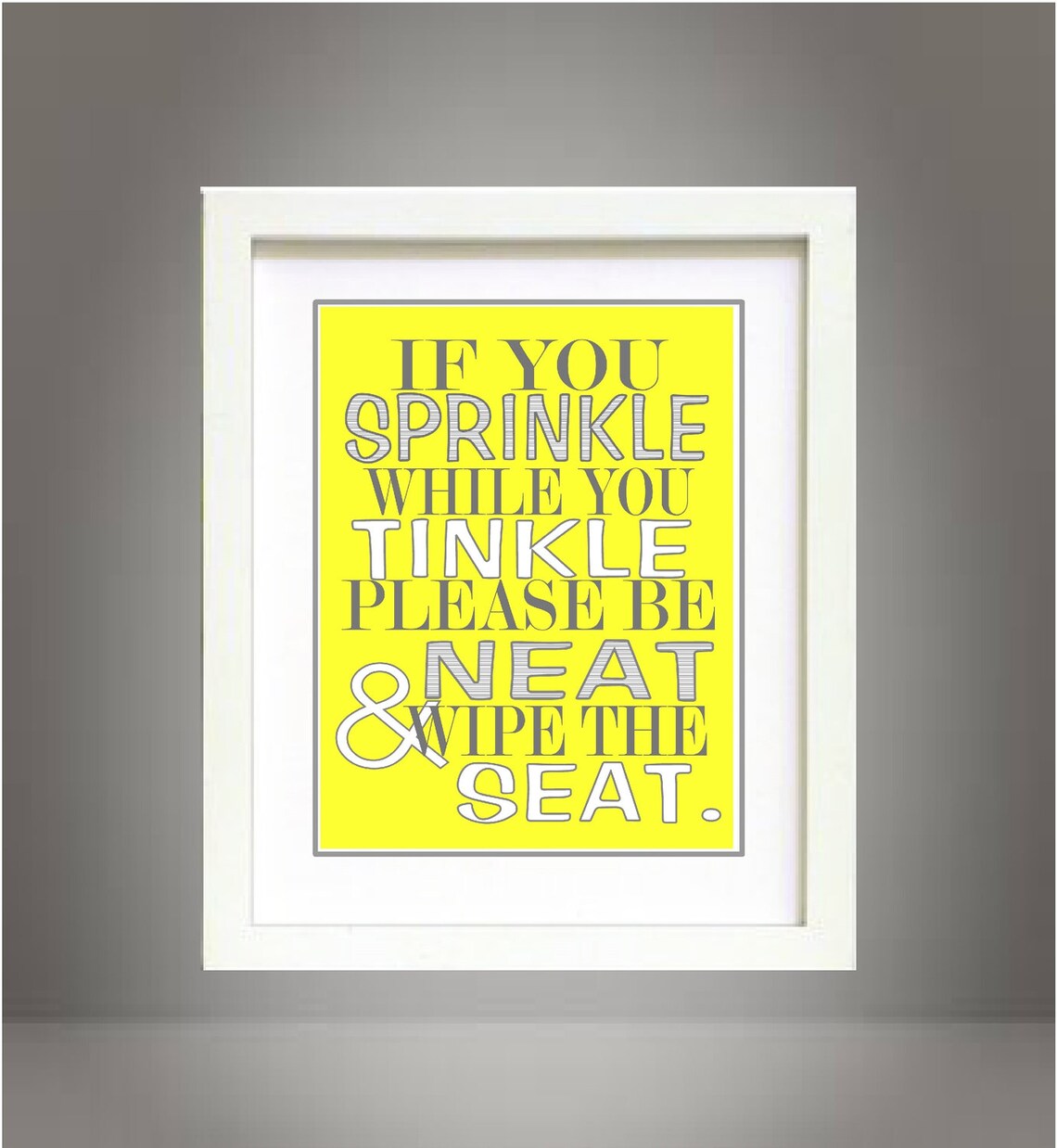 Bathroom Art Print: Yellow & Gray Tinkle Quote (digital Download) - Etsy
