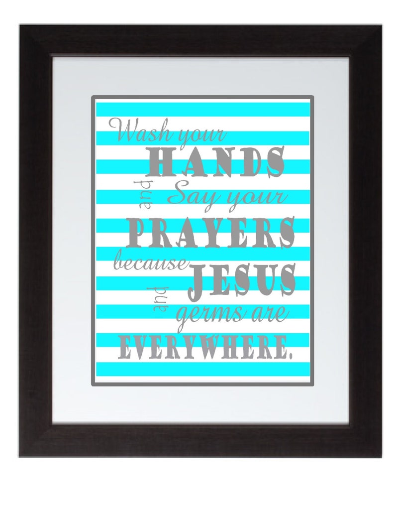 Turquoise Gray Chevron Bathroom Wall Art Print Set Poster 8x10 Digital ...