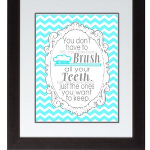 Turquoise Gray Chevron Bathroom Wall Art Print Set Poster 8x10 Digital ...