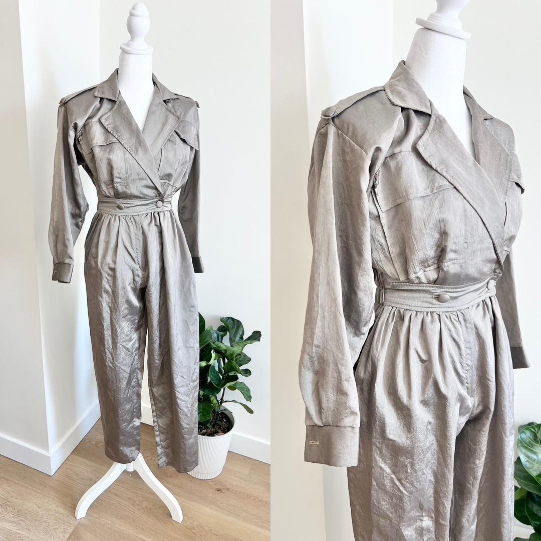 Silver Jumpsuit, Vintage Jumpsuit, Vintage Romper, Retro Jumpsuit ...