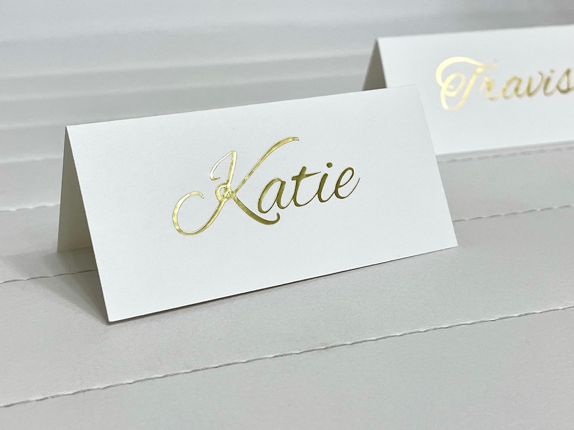 Gold Place Cards, Tent Name Cards, Gold Foil Table Name Cards - Etsy