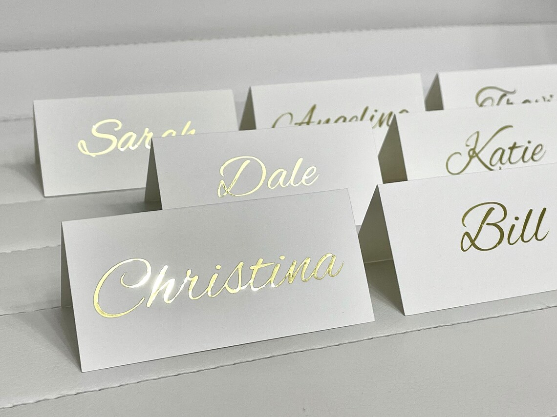 Gold Place Cards, Tent Name Cards, Gold Foil Table Name Cards - Etsy