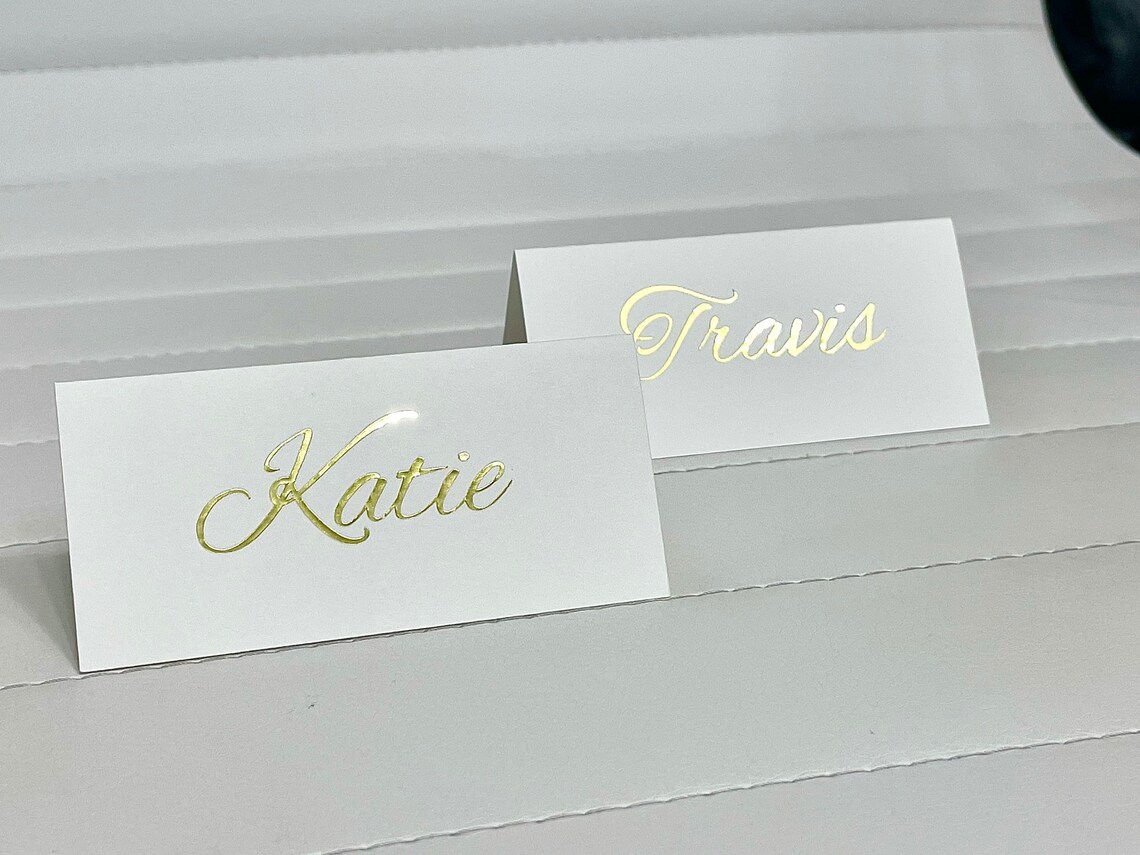 Gold Place Cards, Tent Name Cards, Gold Foil Table Name Cards - Etsy