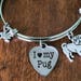 Pug Dog Bracelet - Expandable Pug Best Friend Charm Bangle - Puggle Dog ...