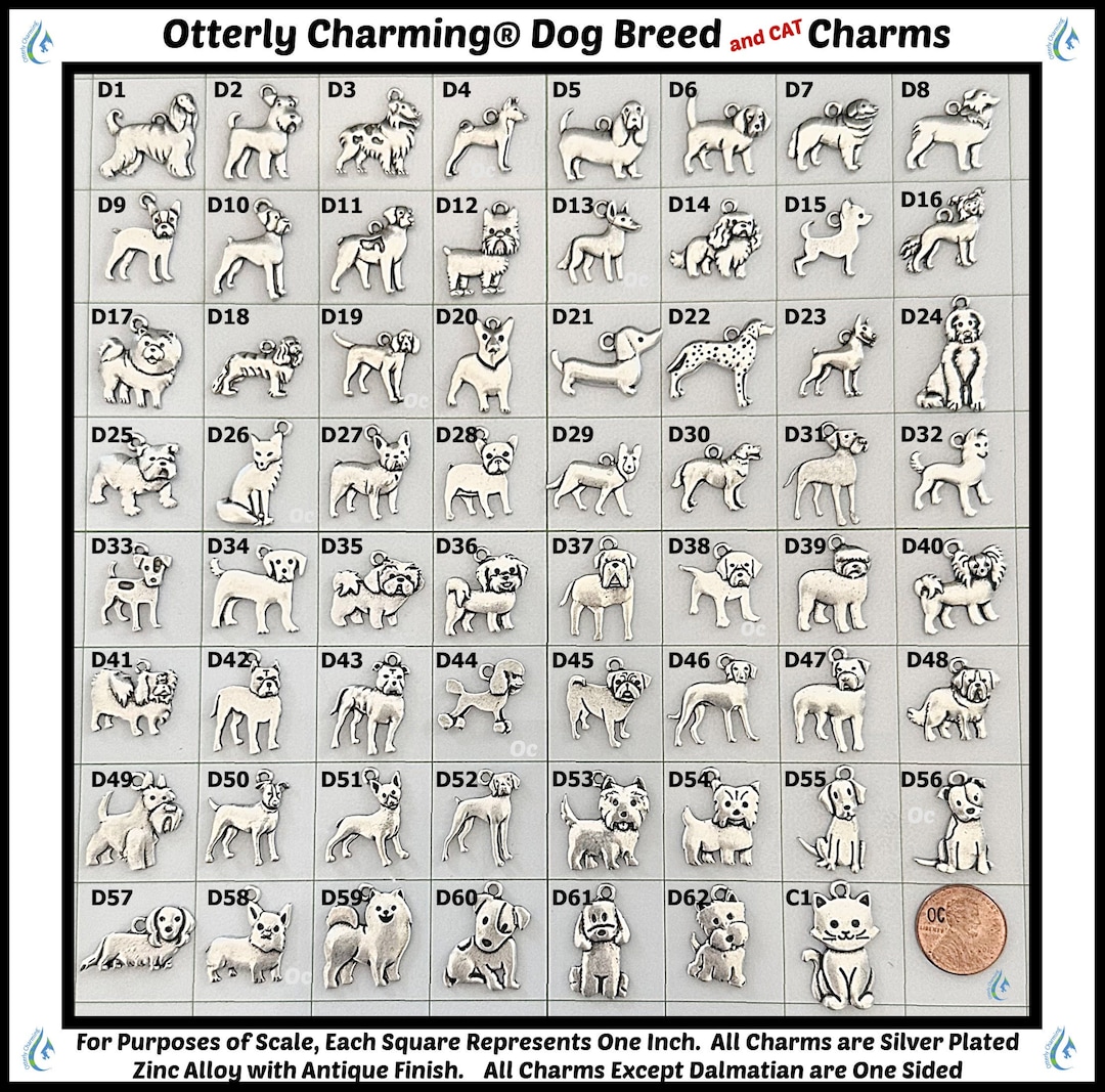 Add A Dog Charm - Dog Breed Charms - Add to Otterly Charming Brand ...