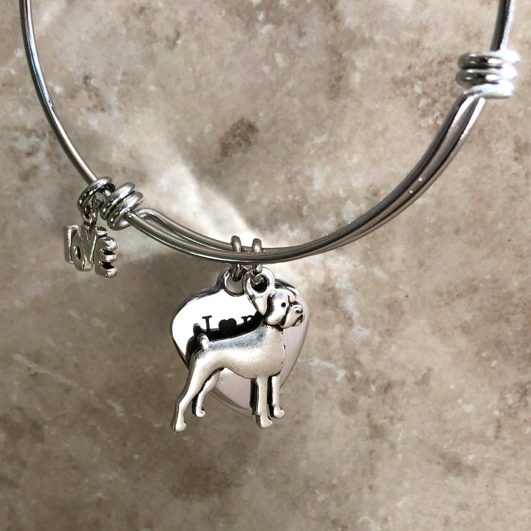 Cute Boxer Dog Bracelet - Expandable Best Friend Charm Bangle - Dog ...