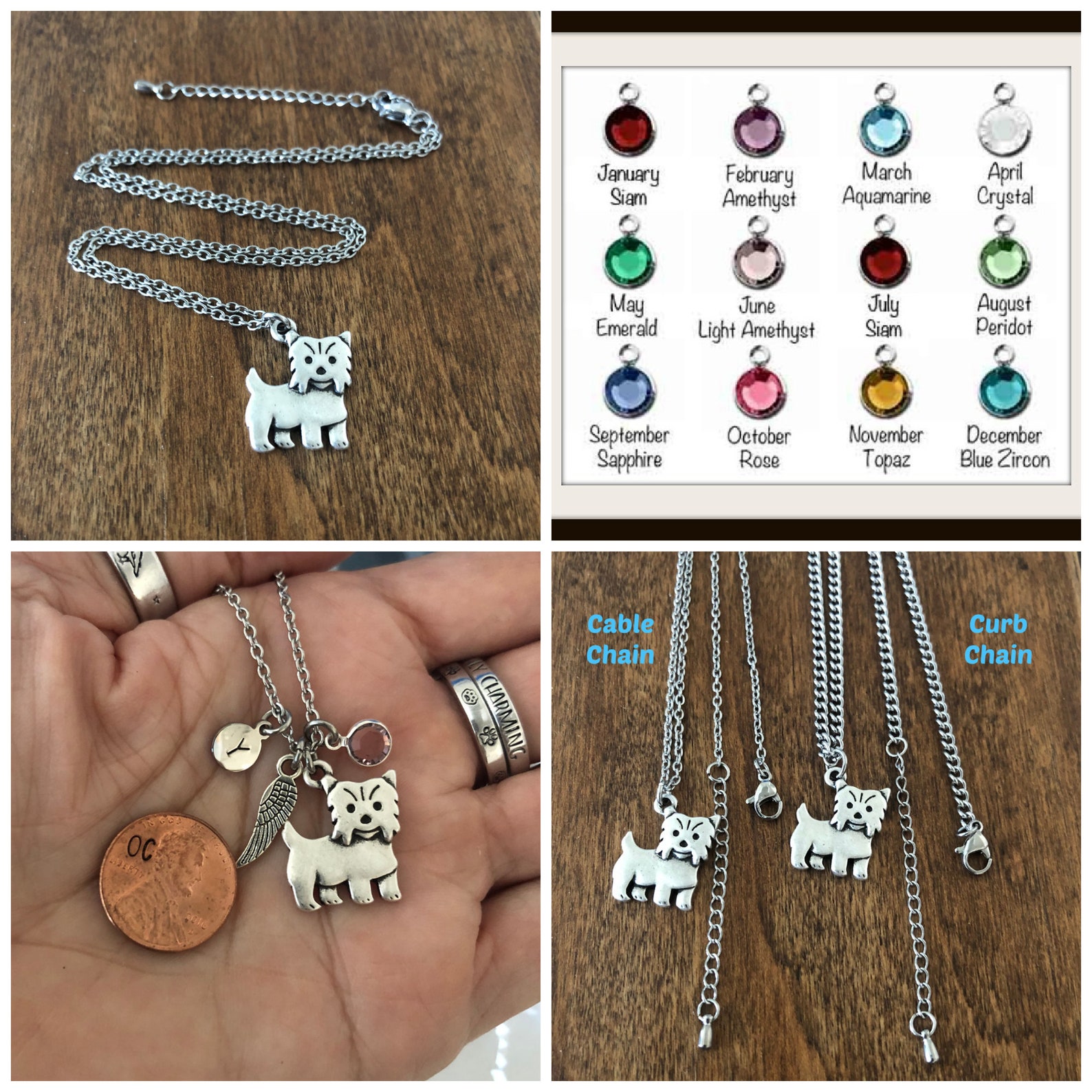 Yorkshire Terrier Dog Necklace - Yorkie Pendant With Optional Initial ...
