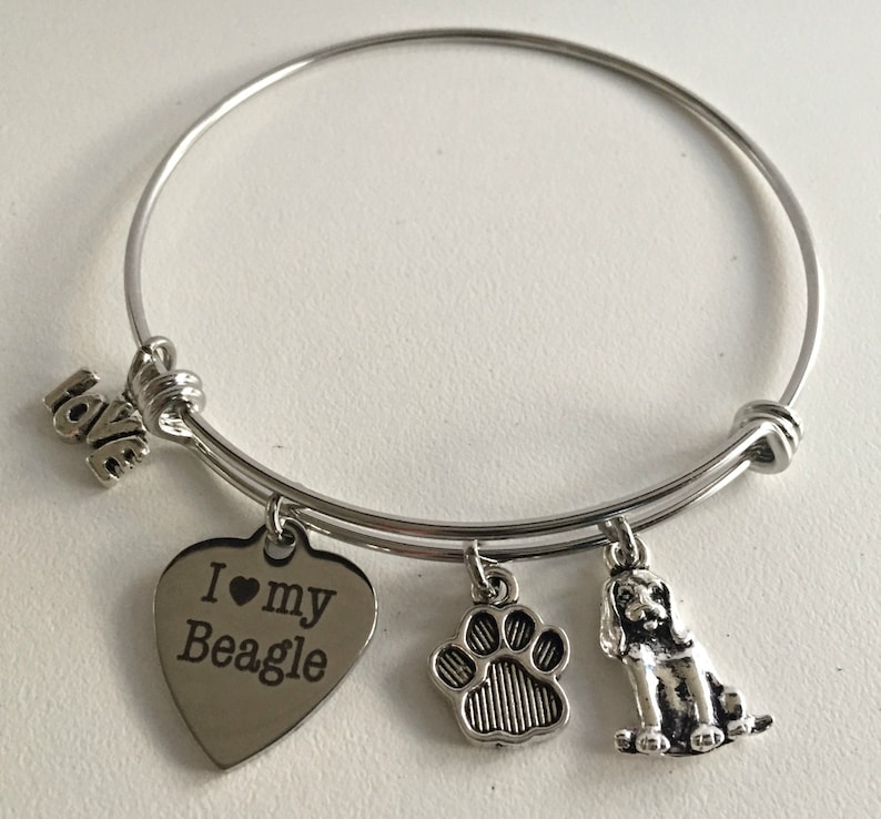 I Love My Beagle Bracelet - Expandable Charm Bangle - Dog Breed ...