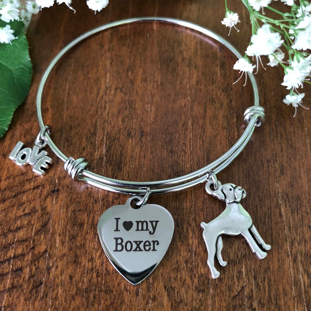 Cute Boxer Dog Bracelet - Expandable Best Friend Charm Bangle - Dog ...
