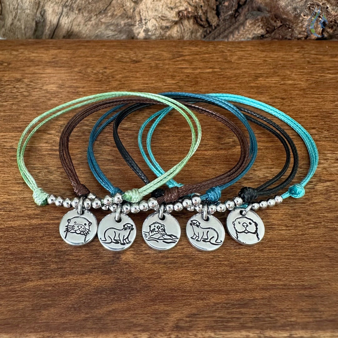 Otter Charm Bracelet - Waterproof Adjustable Cord Bracelet - Sea Otter ...