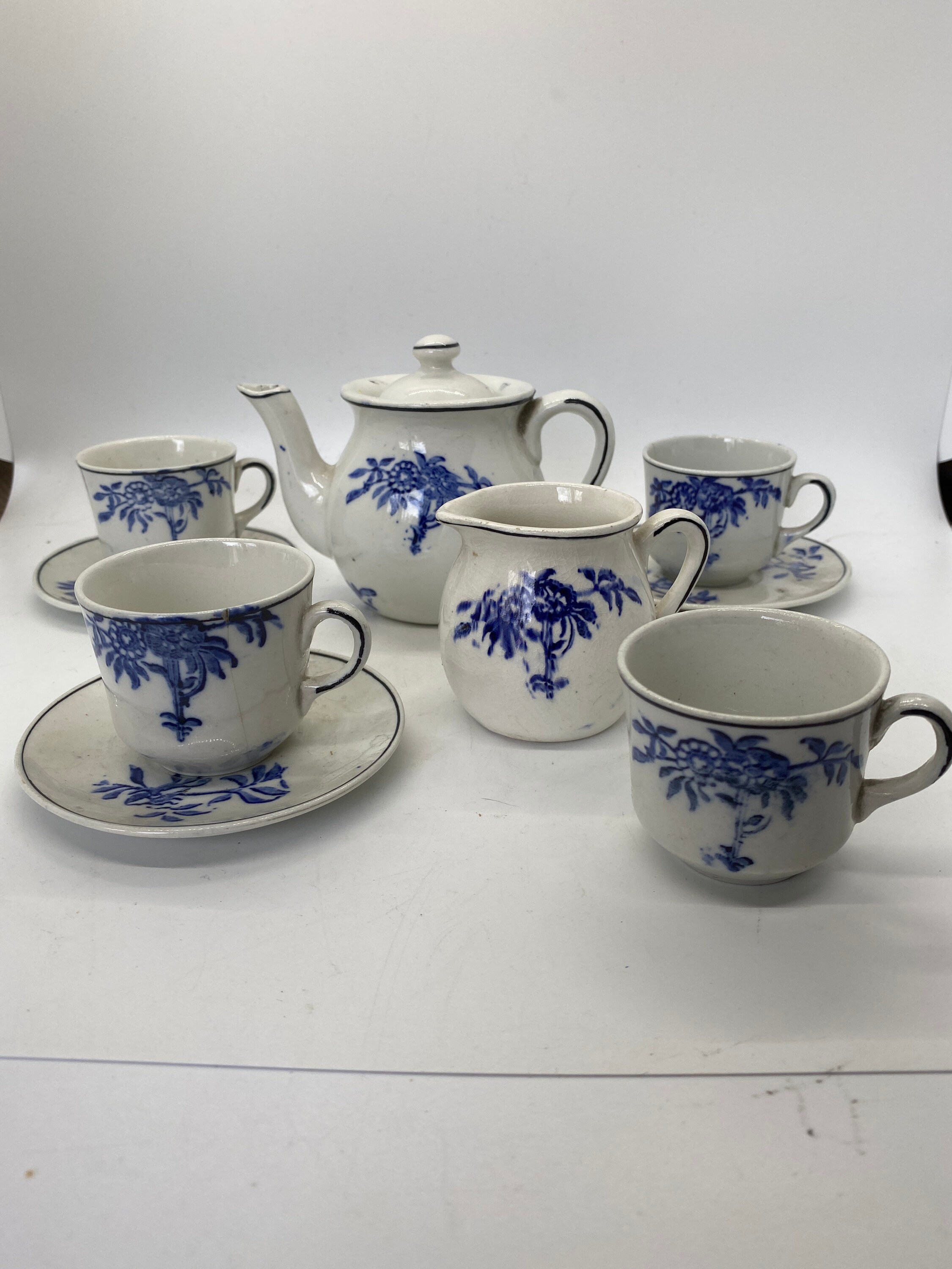 9 Piece Flow Blue Childs Tea Set - Etsy