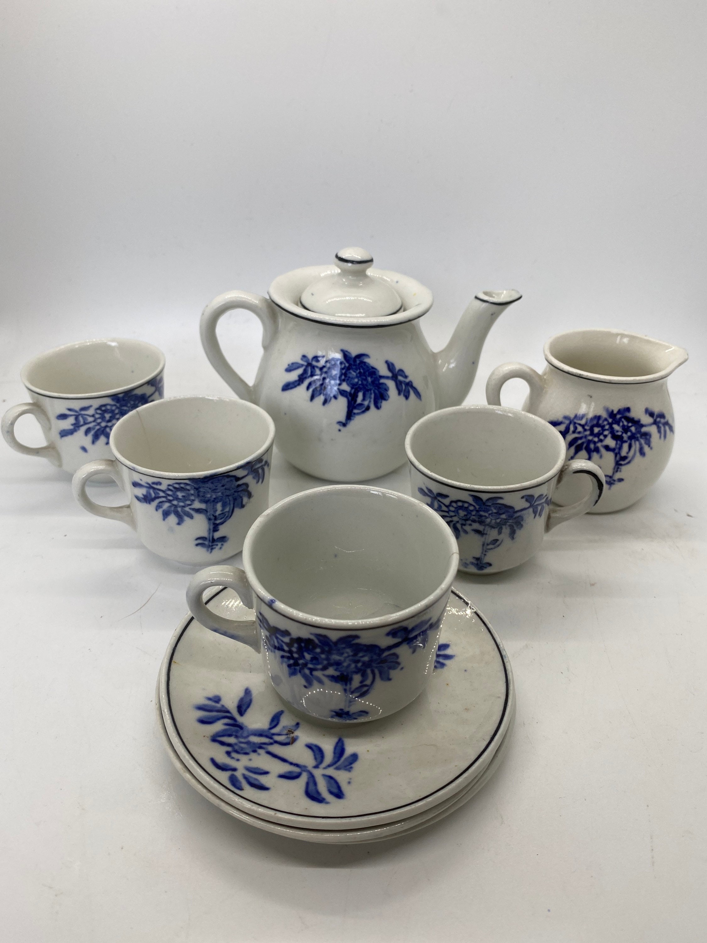 9 Piece Flow Blue Childs Tea Set - Etsy