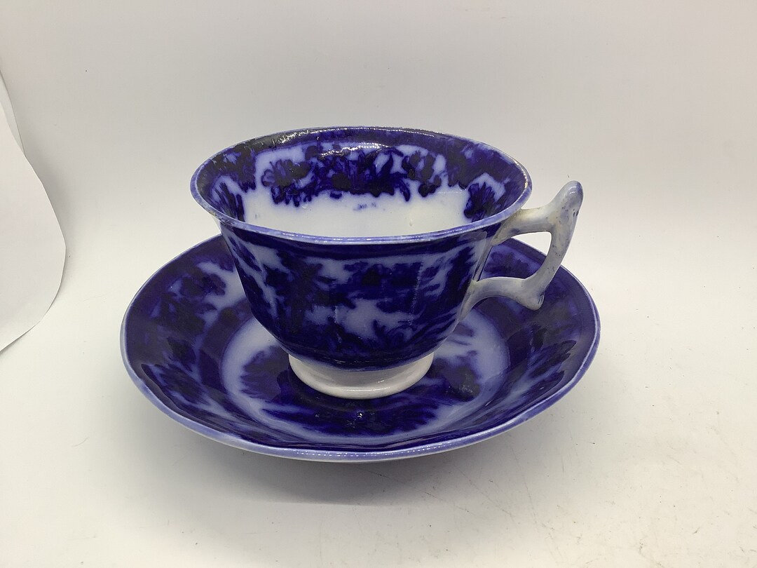 Flow Blue Cup and Saucer - Etsy