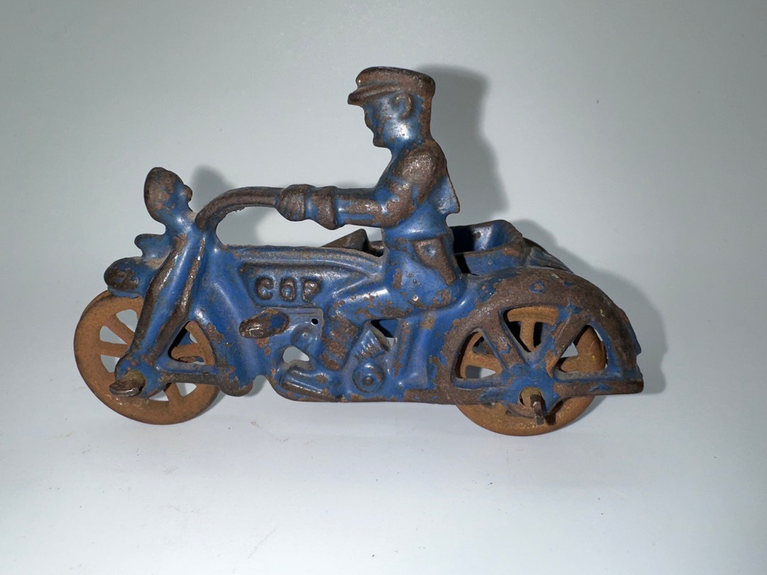 Hubley Vintage #1724 Cast Iron Motorcycle Cop With Side Car Toy - Etsy