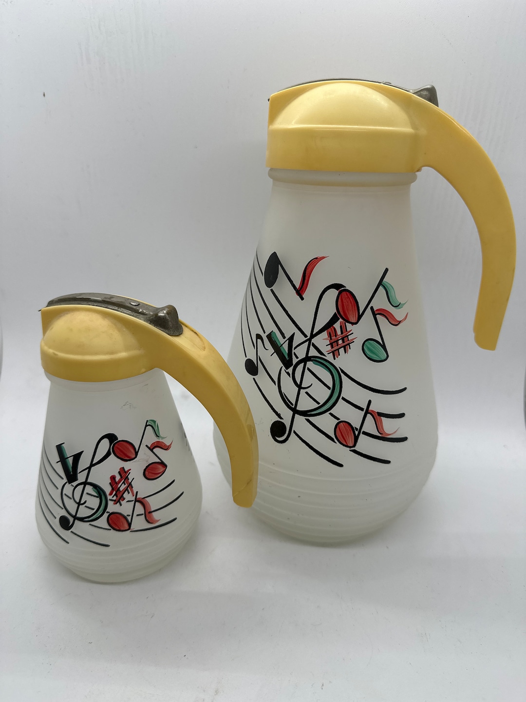 Hazel Atlas Gay Fad Waffle/pancake Pitcher With Syrup Pitcher - Etsy