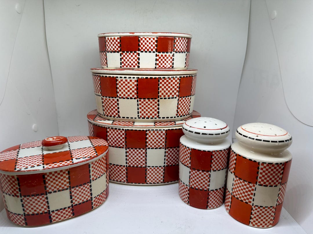 MCM Checkers Pattern by Japanese Brand Kikusui Set of 4 Canisters With ...