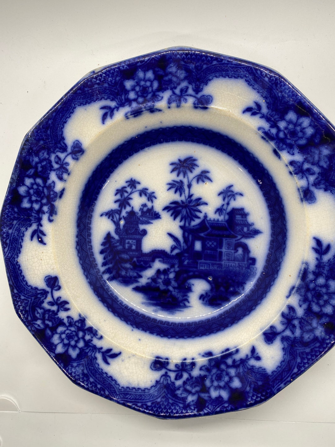 9” Flow Blue Soup Bowl - Etsy