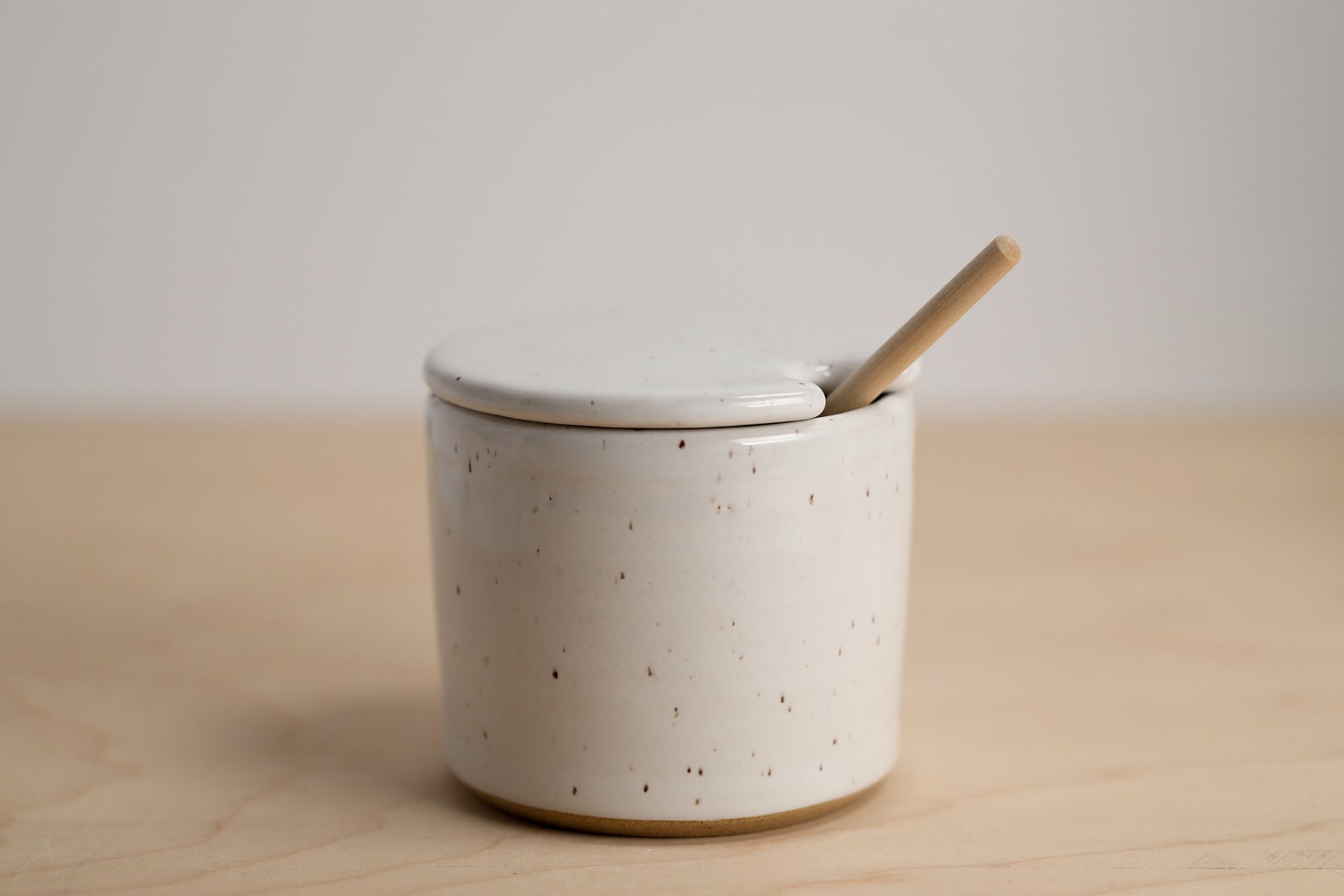 Speckled White Honey Pot With Honey Dipper Handmade Ceramic - Etsy
