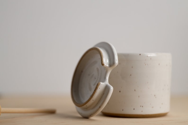 Speckled White Honey Pot With Honey Dipper Handmade Ceramic - Etsy