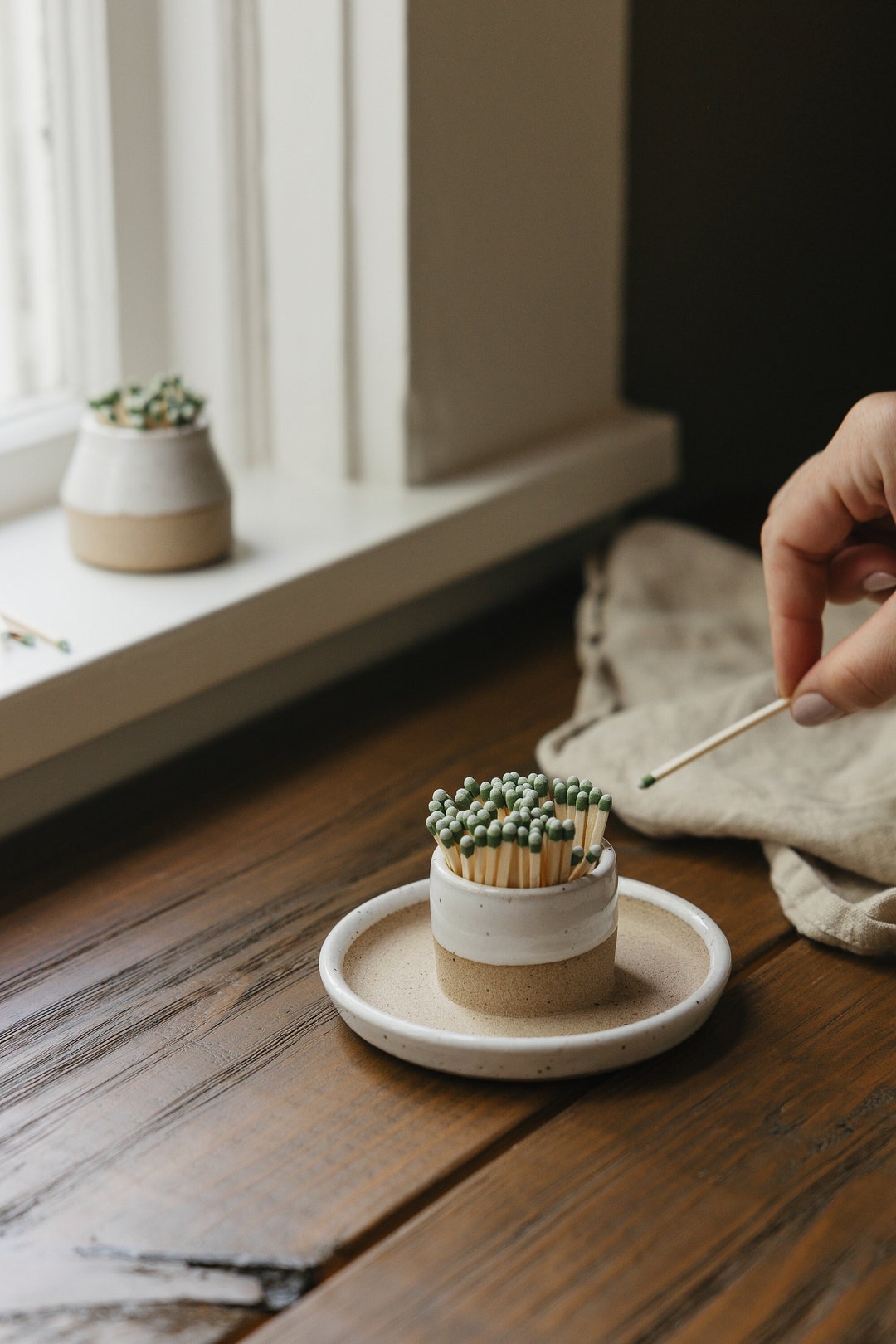 Speckled White Matchstick Holder - Ceramic Matchstick Holder - Handmade ...
