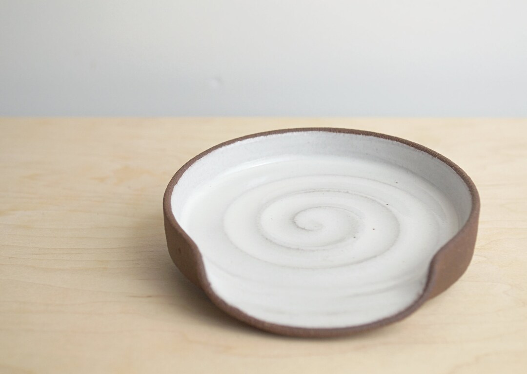 Rustic White Spoon Rest With Raw Edges - Ceramic Spoon Rests ...