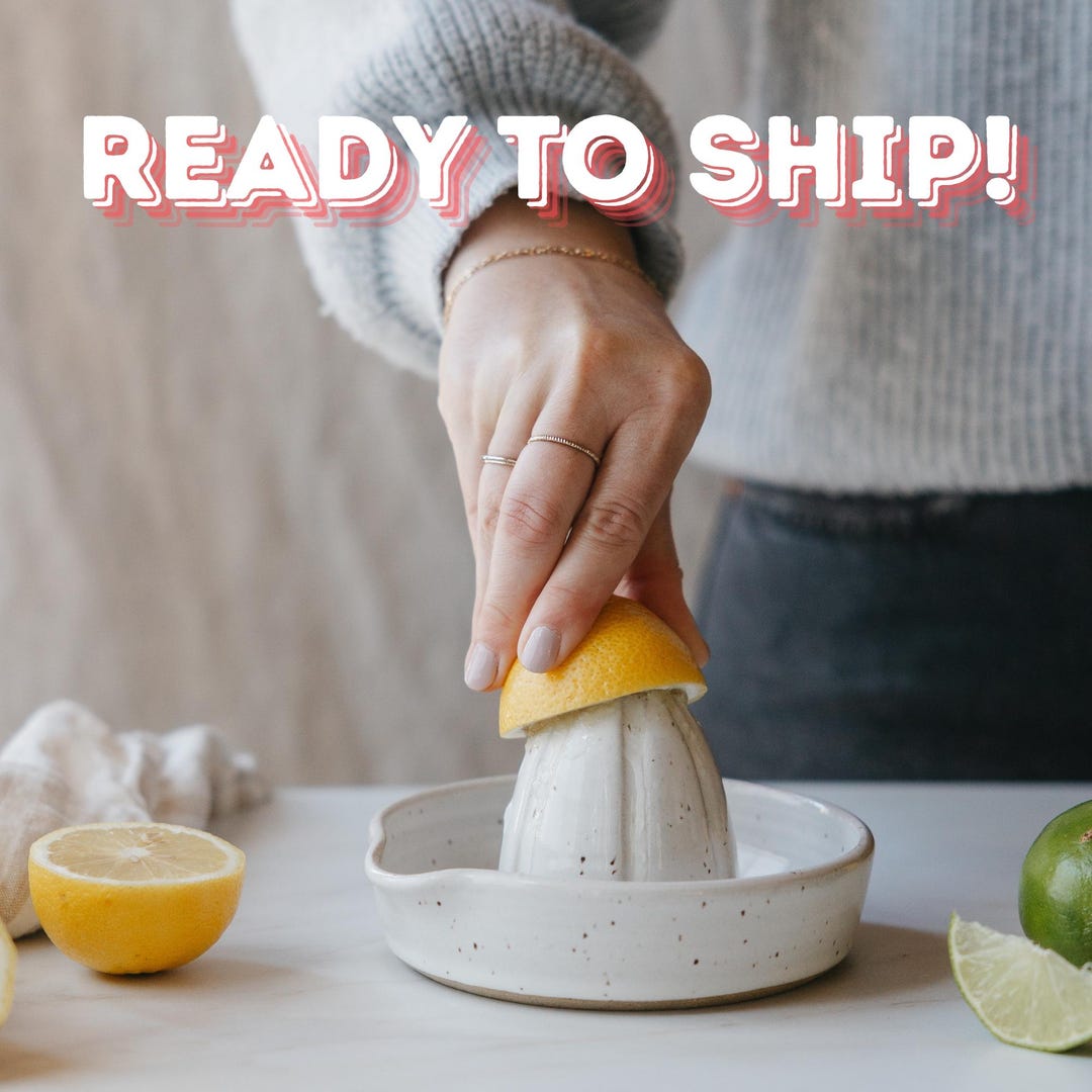 Speckled White Ceramic Juicer - Handmade Citrus Reamer - Fresh Orange ...