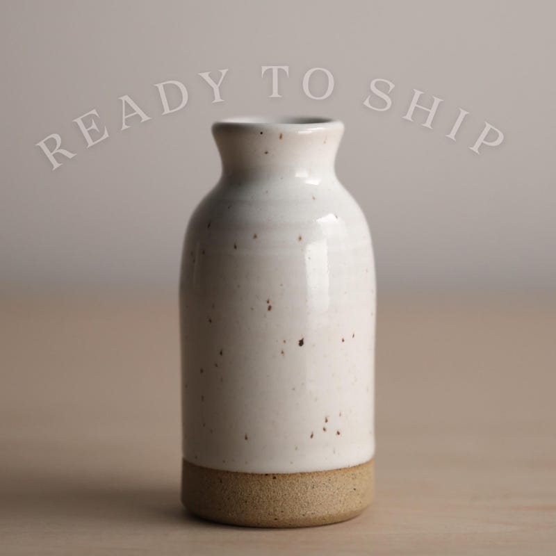 White Speckle Bud Vase - Etsy