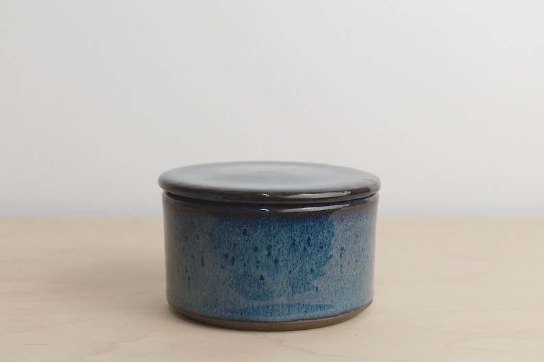 Blue Storm Ceramic Salt Cellar With Lid – Wheel Thrown - Handmade ...