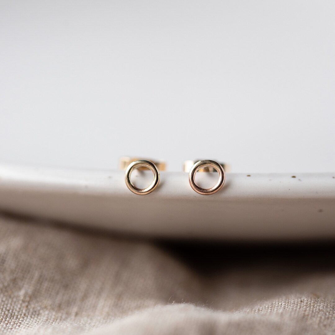 9ct Gold Stud Earrings, Simple Gold Studs, Small Gold Earrings, Circle ...