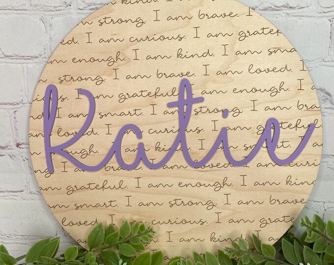 Personalized Kids Affirmation Sign | Kids Room Decor Sign | I Am Sign ...