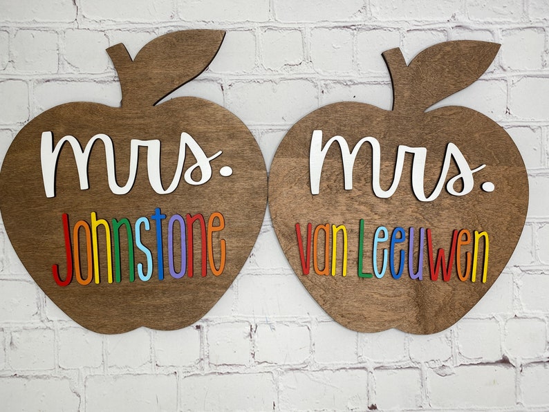 Personalized Apple Teacher Sign | Etsy