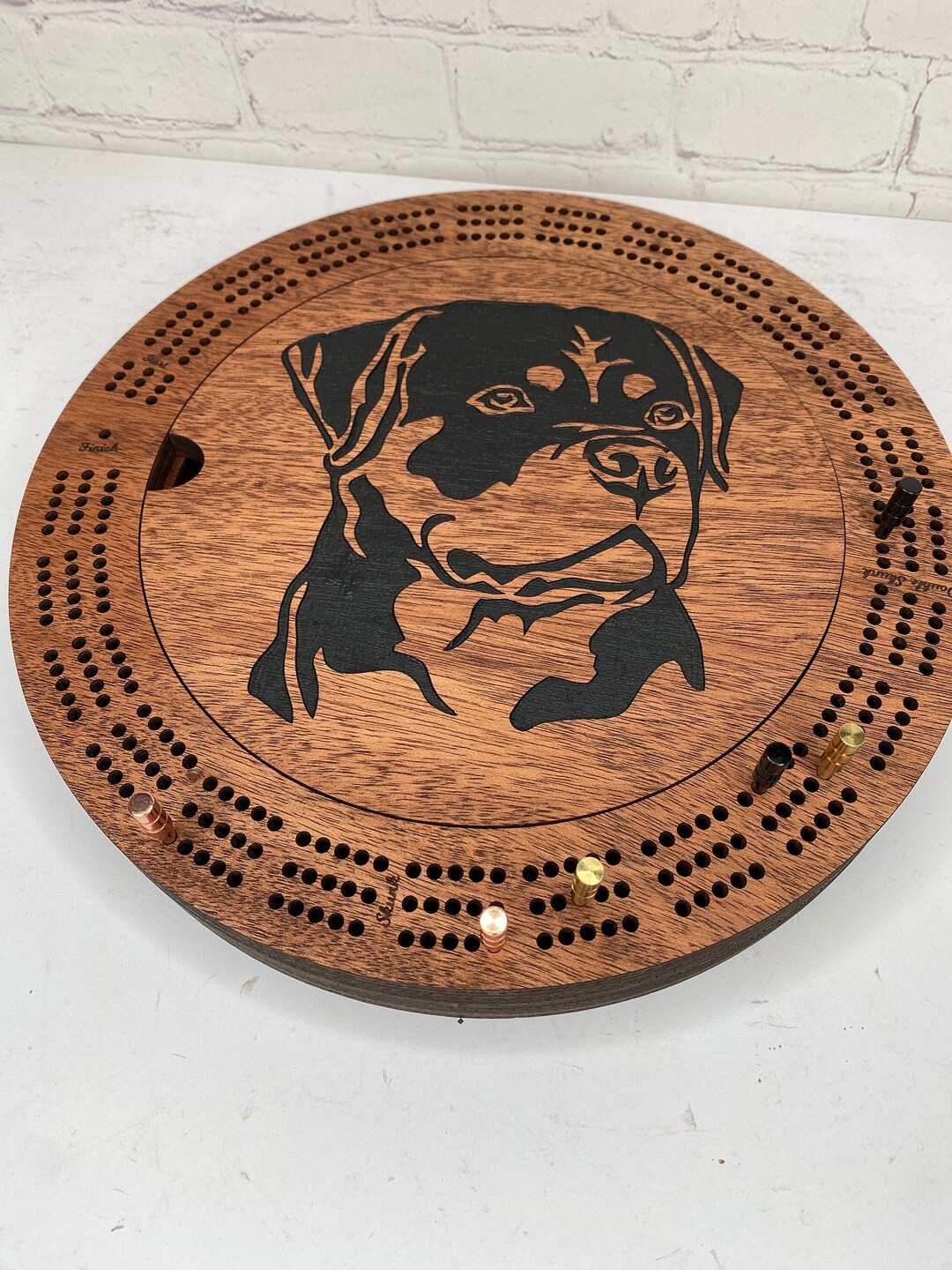 Customizable Cribbage Board With Storage| Round Cribbage Board| Wooden ...